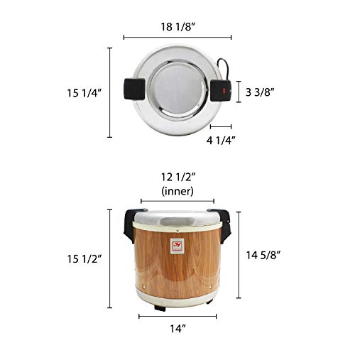 Thunder Group SEJ21000 Wood Grain 50-Cup (Uncooked) 100-Cup (Cooked) Rice Warmer