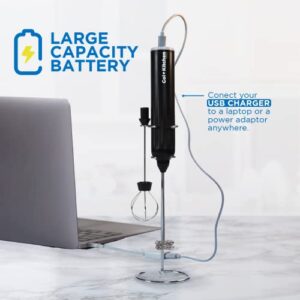 COLPRODUCT – Kitchen tool. Rechargeable drink mixer electric handheld. Milk frother for coffee, bubble tea, chocolate, frappe, and cocktail maker and scrambled eggs. Two mini whisk included.