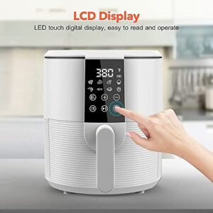 3.5QT Air Fryer with LED Digital Display, Temperature Control, 8 Preset Cooking Modes, Recipe Book (White color) _ Intexca