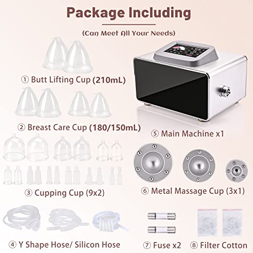 Yofuly Vacuum Therapy Machine, Butt Vacuum Therapy Machine with (1500mL/1800mL/2100mL) Buttock Cups, Vacuum Butt Lifting Machine with 24 Cups and 3 Gua Sha Handles | Upgraded Touch Screen