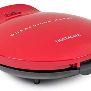 Taco Tuesday 10-Inch 6-Wedge Electric Deluxe Quesadilla Maker with Stuffing Latch, 10 inch, Red