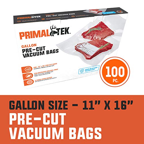 PrimalTek Pre-Cut Vacuum Sealer Bags – BPA-Free Vacuum Seal Bags, Microwave, Freezer and Boil Safe, Compatible with Most Vacuum Seal Machines (11” x 16”)