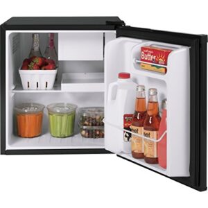 Hotpoint Mini Fridge With Freezer | 1.7 Cubic Ft. | Single-Door Design With In-Door Can Rack & Small Freezer | Small Refrigerator for the Garage, Dorm Room, or Bedroom | Energy Star Certified | Black