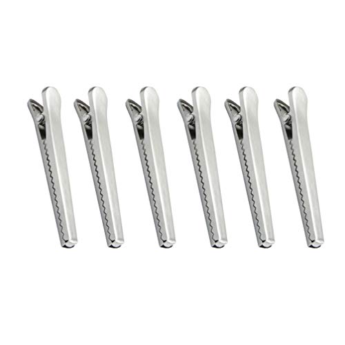 YARNOW Set of 6 Stainless Steel Jaw Sealing Clips, 4.5 Inch Stainless Steel Alligator Clips, Bag Sealing Clips for Snack Bread Coffee Food Bag (Silver)