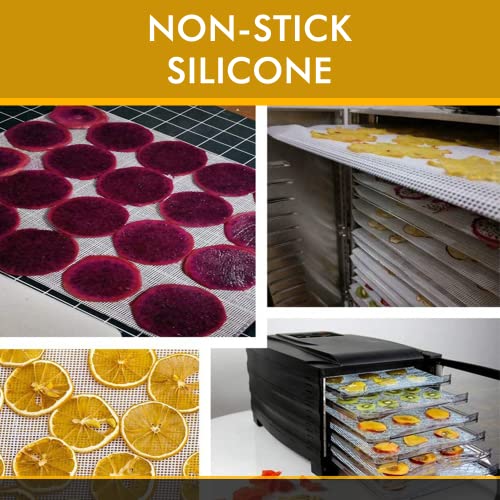 HippoHome Pack of 10 Silicone Dehydrator Sheets, Food Grade Silicone Coated Sheets, Square & 14X14 inches, Can Be Cut into Different Shapes & Sizes (10Pcs per Pack)