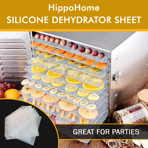 HippoHome Pack of 10 Silicone Dehydrator Sheets, Food Grade Silicone Coated Sheets, Square & 14X14 inches, Can Be Cut into Different Shapes & Sizes (10Pcs per Pack)