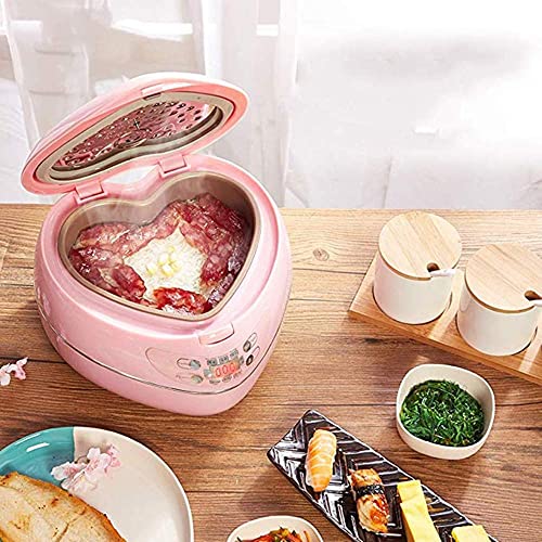 HMLH home insulation function electric steamer, mini heart-shaped dormitory rice cooker, can be cooked quickly, porridge/soup (1.8L),Pink