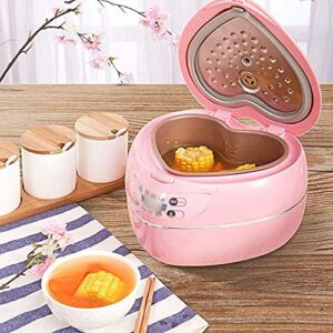 HMLH home insulation function electric steamer, mini heart-shaped dormitory rice cooker, can be cooked quickly, porridge/soup (1.8L),Pink