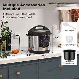 Willz 6-in-1 Multi-Use Programmable Pressure Cooker, Slow Cooker, Rice Cooker, Steamer, Sauté, & Food Warmer, 6 Qt, Stainless Steel