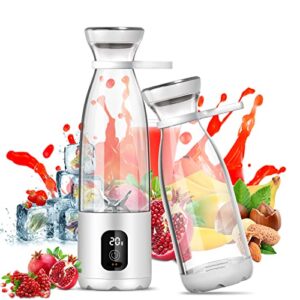 portable blender, mini personal blender for shakes and smoothies 300w fresh juice blender with 20oz travel bottle usb rechargeable 6000mah pulse crush ice protein shake kobwa blender on the go (upgraded) (bravo, white)