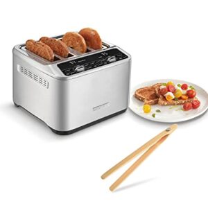 Cuisinart CPT-540 4-Slice Digital Motorized Toaster Bundle with Bamboo Tongs