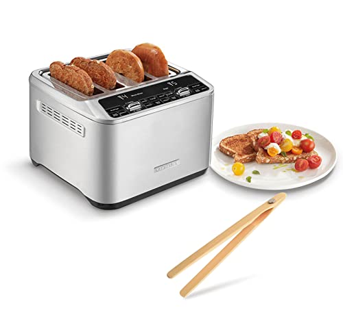 Cuisinart CPT-540 4-Slice Digital Motorized Toaster Bundle with Bamboo Tongs