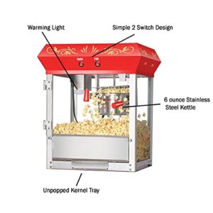 Great Northern Popcorn Red 6 oz. Ounce Foundation Old-Fashioned Movie Theater Style Popcorn Popper