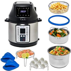 yedi tango, 2-in-1 air fryer and pressure cooker, 6 quart, with deluxe accessory kit