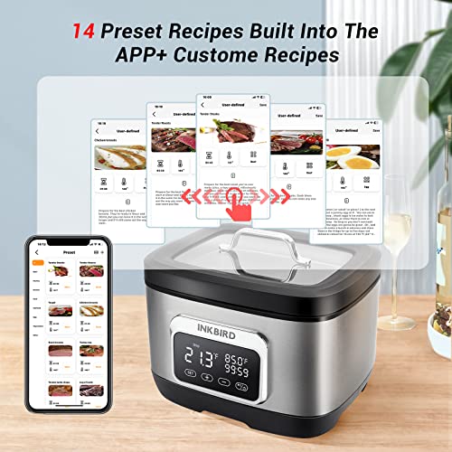 Inkbird Wifi Sous Vide Water Oven-3 in 1 Sous Vide Oven with Rack Divider| 700W Precision 3D Electromagnetic Water Circulation Rapid Heating with App Preset Recipes,Wifi Control & Timer, 8L Capacity