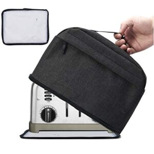 vosdans 4 slice toaster cover with removable bottom 2-in-1 toaster bag with pockets toaster storage bag with handle, dust and fingerprint protection, machine washable, black (patent design)