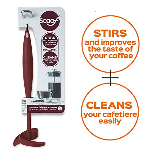 Scoof French Press Tool: Use To Stir And Improve Flavor. Then Clean Up With A Twist. A Scoop To Improve The French Press / Cafetiere Ritual (Burgundy)