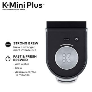 Keurig K-Mini Plus Coffee Maker, 6 to 12 oz. Brew Size, Stores up to 9 K-Cup Pods, Black & Travel Mug Fits K-Cup Pod Coffee Maker, 1 Count (Pack of 1), Stainless Steel