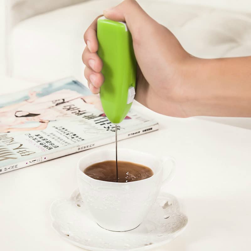 Milk Frother Handheld Mixer Foamer Coffee Maker Egg Beater Chocolate/Cappuccino Stirrer Mini Portable Blender Kitchen Whisk Tool（green)