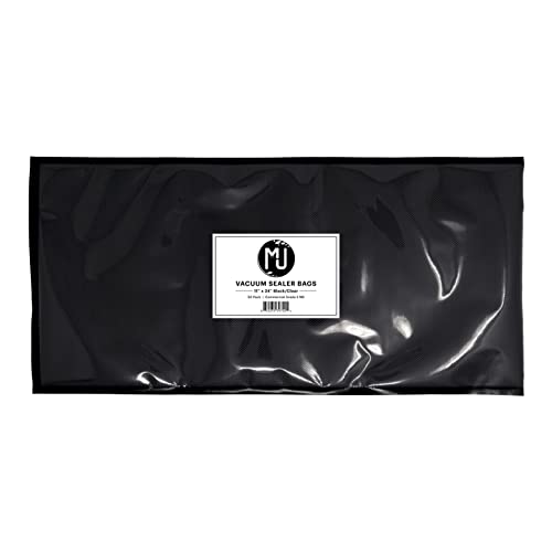 MJ Commercial-Grade Vacuum Sealer Bags for Food Storage, Sous Vide | 50 Pack (11" x 24" 5 Mil, Black and Clear)