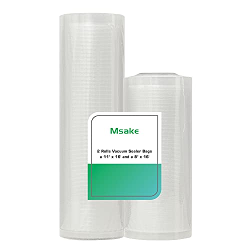 MSAKE Vacuum Sealer Bags- 2 Rolls a 11"x16' And a 8"x16'