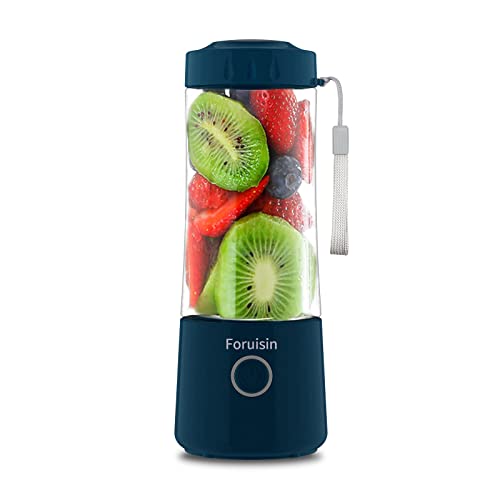 Portable Blender, Foruisin Personal Blender, 14 OZ Mini Size Juicer Cup, Small Blender for Shakes and Smoothies, USB Rechargeable with Six Blades, Green