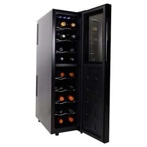 koolatron urban series 18 bottle slim dual zone wine cooler, thermoelectric wine fridge, freestanding wine refrigerator for home bar, kitchen, apartment, condo, cottage