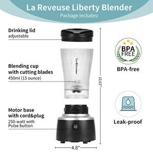 La Reveuse Personal Size Blender 250 Watts Power for Shakes Smoothies Seasonings Sauces with 15 oz Portable To Go Cup,BPA-Free