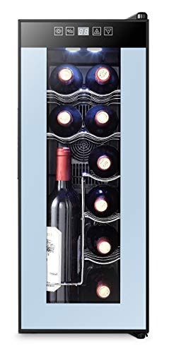 High life DC 12 Bottle Wine Cooler Refrigerator with Thermoelectric Cooling, Optimal Drink Temperature, Iceless, Leakproof, Quiet Mini Fridge, Vertical and Horizontal Storage, Freestanding