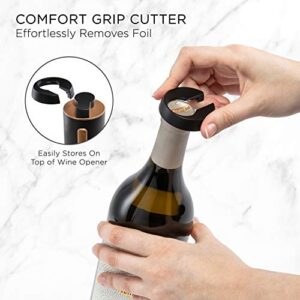 Ivation Electronic Wine Opener Gift Set – Cordless Rechargeable Wine Bottle Cork Extractor with Black & Copper Automatic Corkscrew, Hideaway Foil Cutter, Built-in Light & Lithium Battery