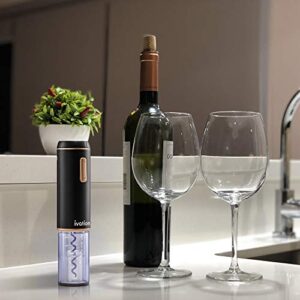 Ivation Electronic Wine Opener Gift Set – Cordless Rechargeable Wine Bottle Cork Extractor with Black & Copper Automatic Corkscrew, Hideaway Foil Cutter, Built-in Light & Lithium Battery