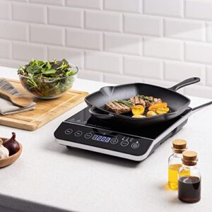 Navaris Single Portable Induction Cooktop - 1 Burner Countertop Stove - 1800W Electric Kitchen Glass Top Hot Plate for Cooking 13.9" x 11.4" x 2.5"