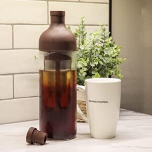 Potted Pans Cold Brew Bottle, 27oz Wine Bottle Shape Tumbler for Iced Coffee or Tea Infuser with Removable Filter- Heatproof Glass, Easy To Hold and Pour