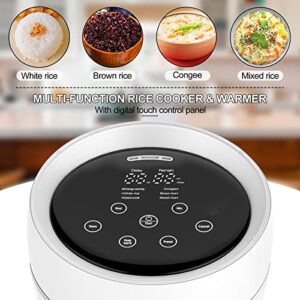 Mishcdea Smart Mini Rice Cooker 3 Cups Uncooked, One-Touch Small Rice Cooker 6 Cups Cooked, Personal Rice Multicooker Steamer With Non-Stick Inner Pot Delay Timer & Keep Warmer, For 1-2 People, White