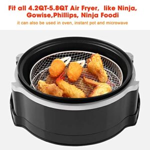 Patelai 6 Pcs Air Fryer Racks 7.8 Inch 3 Layer Stackable Stainless Steel Dehydrator Racks for Oven Air Fryer Accessories, Compatible with Ninjia, Gowise, Fit for 4.2-5.8 Qt Air Fryer Pressure Cooker