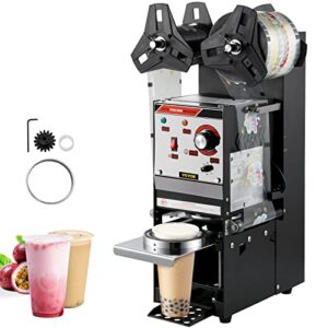 vevor semi-automatic cup sealing machine, 300-500 cup/h tea cup sealer machine black boba cup sealer machine, 90/95mm cup diameter boba cup sealing machine with control panel for bubble milk tea