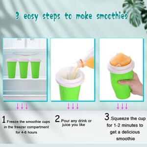 Lemtrflo Quick Frozen Magic Cup, Squeeze Slushie Maker Cup,Double Layer Squeeze Slushy Maker Cup,Portable Homemade Slushy Cup, Silicone Smoothie Maker Cup for Kids and Adults