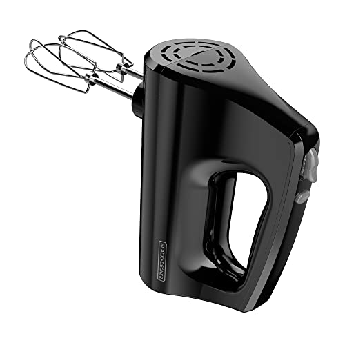 BLACK+DECKER 5-Speed Versatile Hand Mixer with 5 Attachments & Storage Case, with Turbo Boost Button, Easy Eject Feature, Black