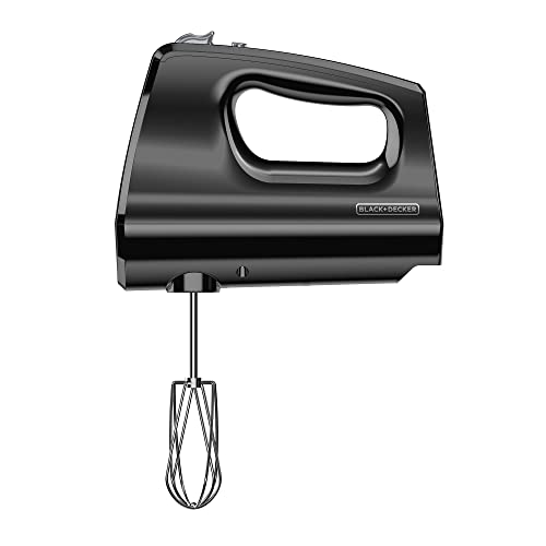 BLACK+DECKER 5-Speed Versatile Hand Mixer with 5 Attachments & Storage Case, with Turbo Boost Button, Easy Eject Feature, Black