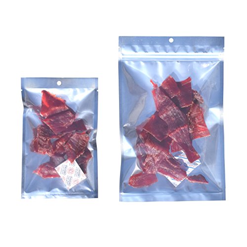 AwePackage Clear Silver Flat Pouch Bag for Home Made Jerky (100, 5x8"(1.5oz))