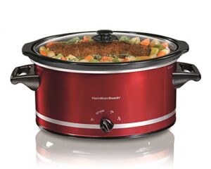 hamilton beach 400943318406 33184 oval slow cooker, 8-quart, red