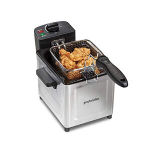 proctor silex deep fryer with frying basket, 1 to 4 servings / 1.5 liter oil capacity, professional grade, electric, 1200 watts, stainless steel (35041ps)