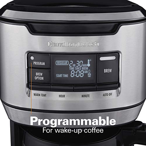 Hamilton Beach Programmable FrontFill Coffee Maker, Extra-Large 14 Cup Capacity, Black/Stainless (46390)