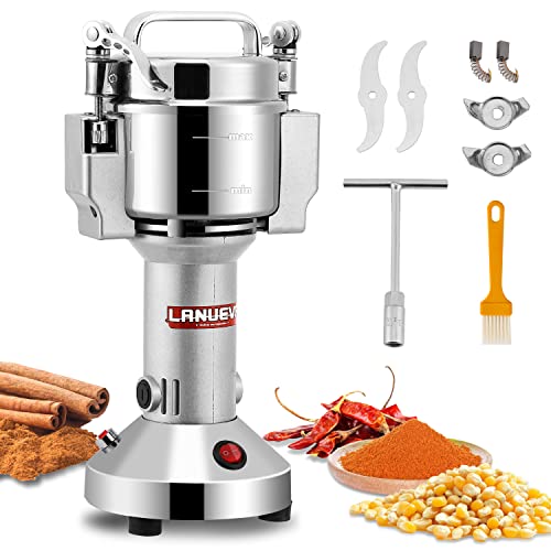 LANUEVA Grain Mill Grinder, 150g High Speed Spice Grinder Electric, 850W Wheat Flour Mill Pulverizer for Dry Corn Rice Pepper Coffee Beans Herb (110V, ON/OFF Switch)