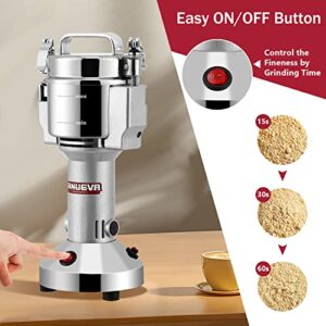 LANUEVA Grain Mill Grinder, 150g High Speed Spice Grinder Electric, 850W Wheat Flour Mill Pulverizer for Dry Corn Rice Pepper Coffee Beans Herb (110V, ON/OFF Switch)