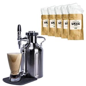 growlerwerks ukeg nitro cold brew coffee maker, 50 oz, black chrome with cold brew coffee filters, 50 pack