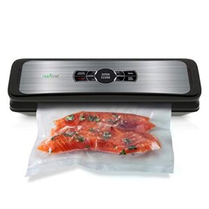 nutrichef pkvs45sts upgraded sealer vacuum air sealing system for food preservation w/starter kit | compact design, lab tested | dry & moist mode, automatic/silver