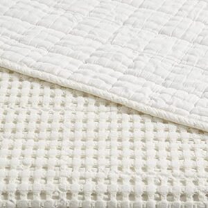 Levtex Home - Mills Waffle - Throw - Cream Cotton Waffle - Throw Size 50 x 60in.