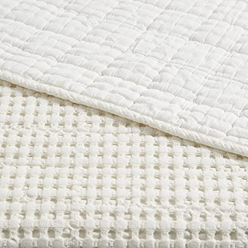 Levtex Home - Mills Waffle - Throw - Cream Cotton Waffle - Throw Size 50 x 60in.