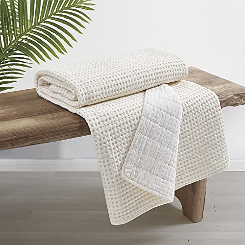 Levtex Home - Mills Waffle - Throw - Cream Cotton Waffle - Throw Size 50 x 60in.